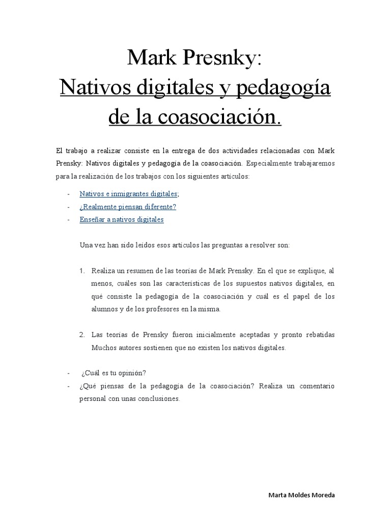 Teorías de Mark Prensky sobre nativos digitales y pedagogía de la ...