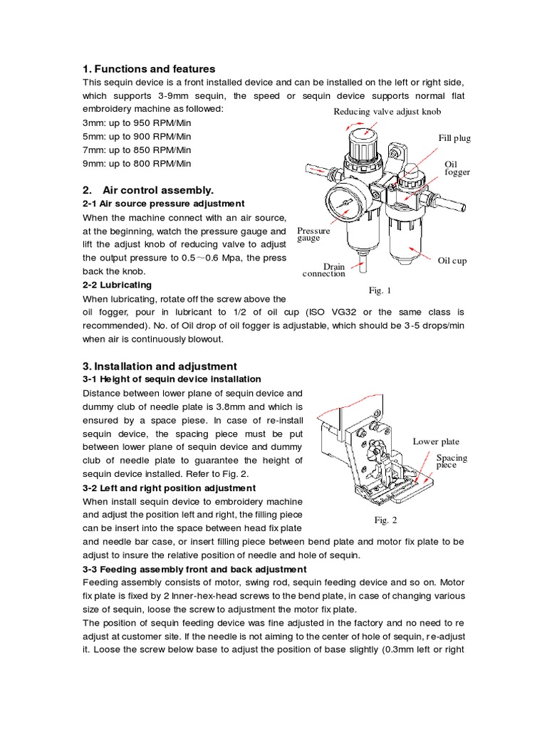 2012513单亮片英文说明书 -Ia User Manual for Sequin Device | PDF | Valve | Machines
