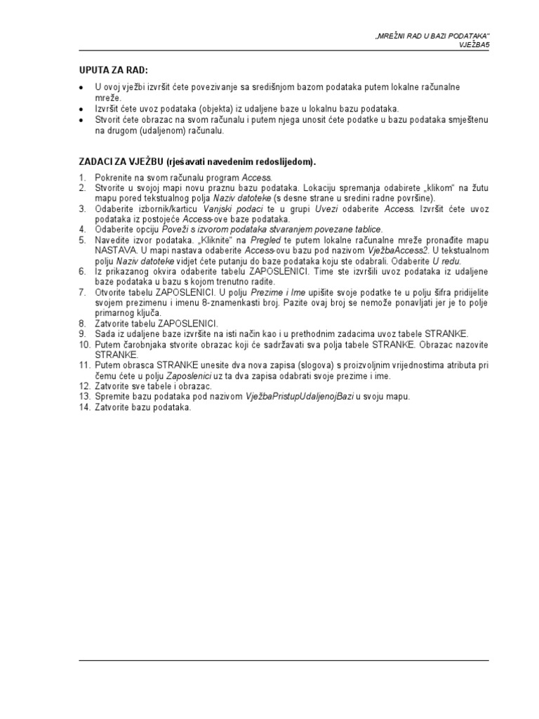 Access Mrežni Rad Vjezba 6 | PDF