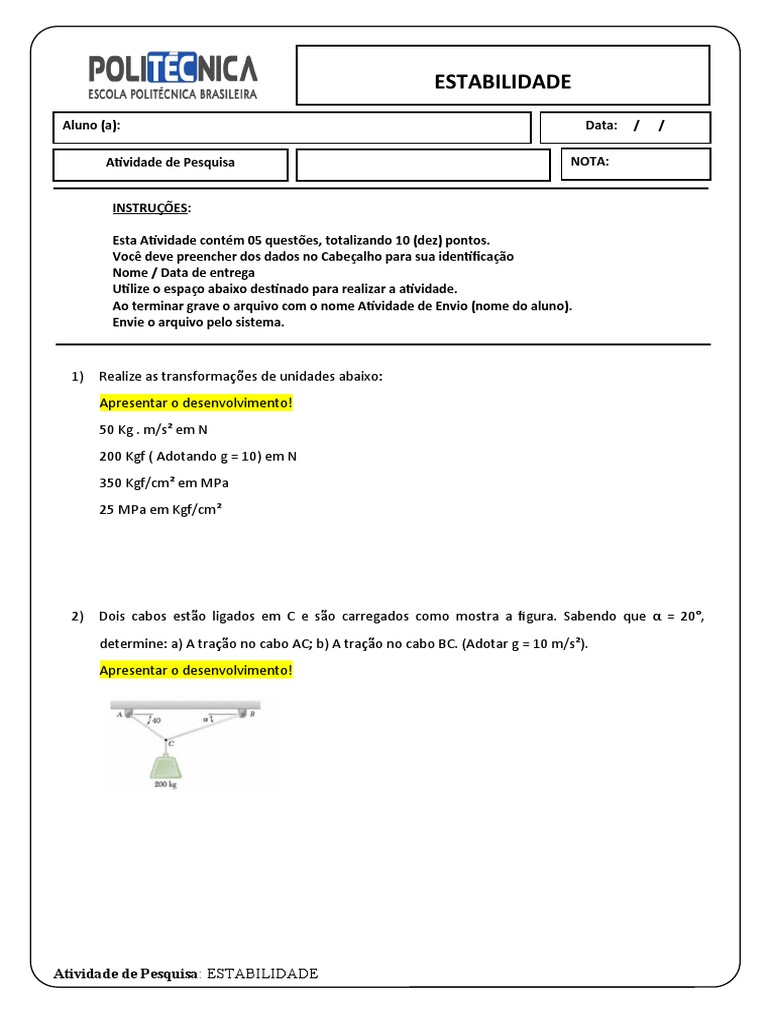 Atividade de Pesquisa - Estabilidade | PDF