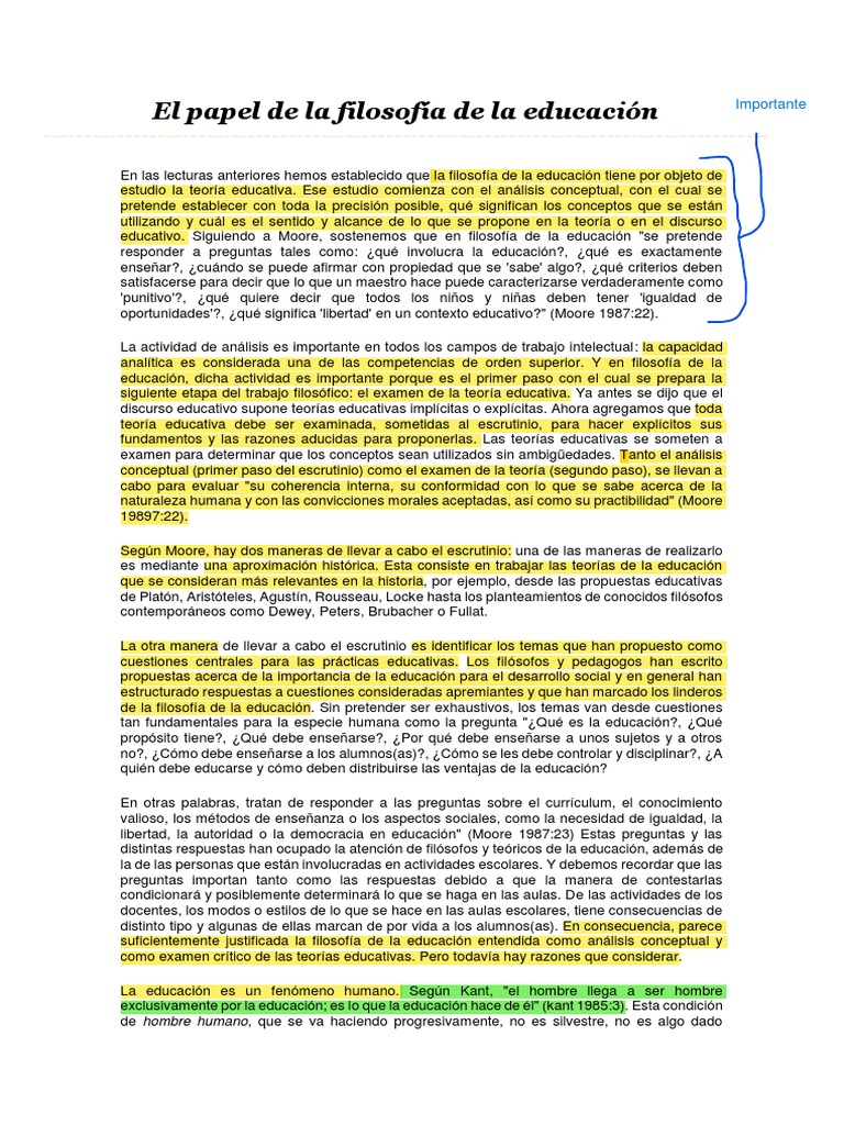 Filosofía Educativa: Análisis y Crítica | PDF | Teoría | Conocimiento