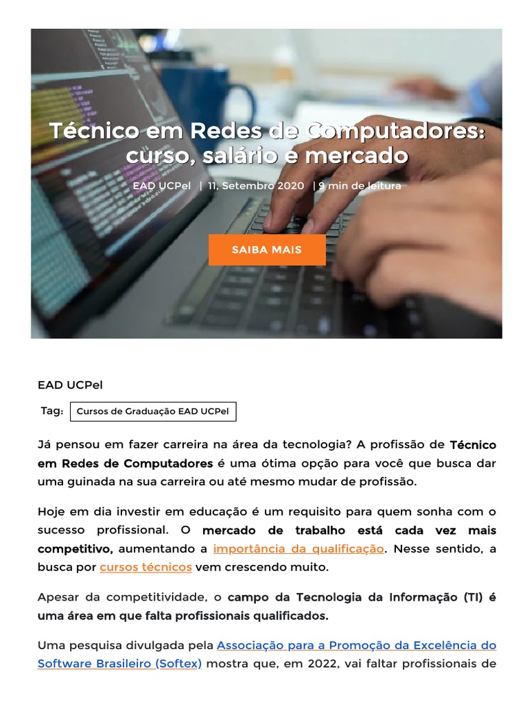 Técnico em Redes de Computadores - Curso, Salário e Mercado | PDF | Rede de computadores ...