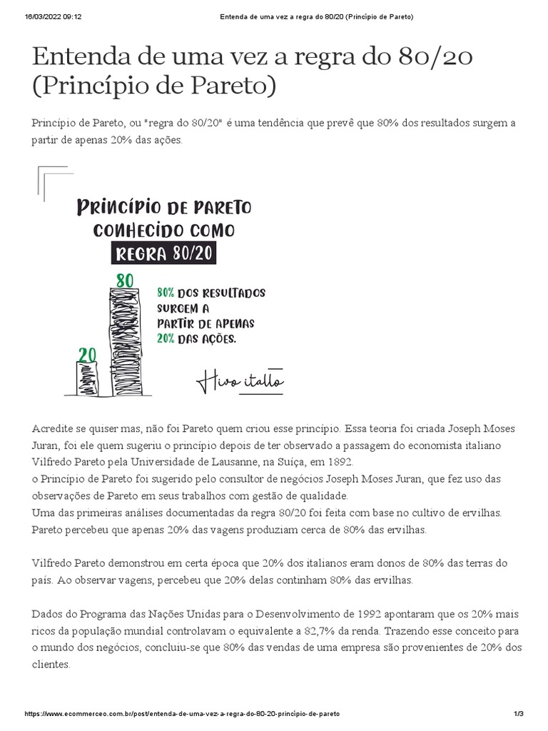Regra do 80/20: Princípio de Pareto | PDF | Economias | Business
