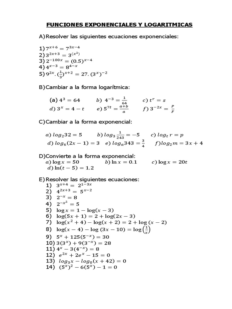 Funciones Exponenciales y Logaritmicas | PDF