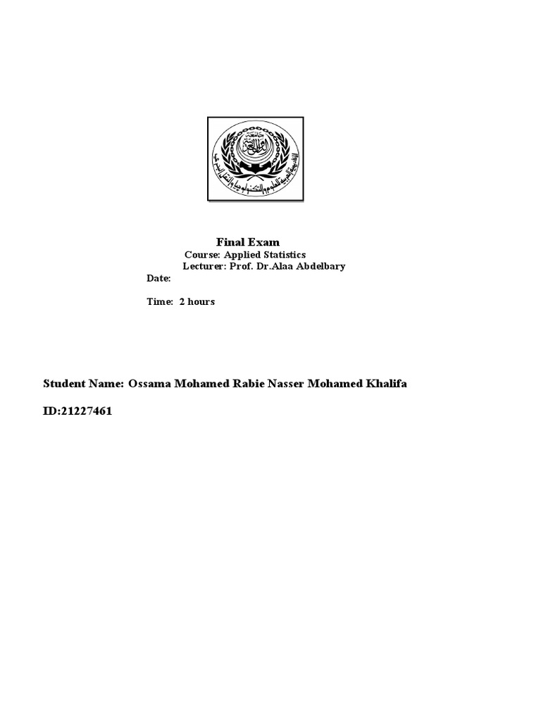 Applied Statistics Final Exam | PDF | Confidence Interval | Statistics
