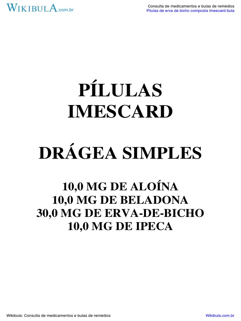 Bula Imercard | Download grátis PDF | Gravidez | Glaucoma