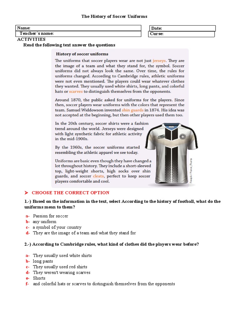 Evolution of Soccer Uniforms | PDF