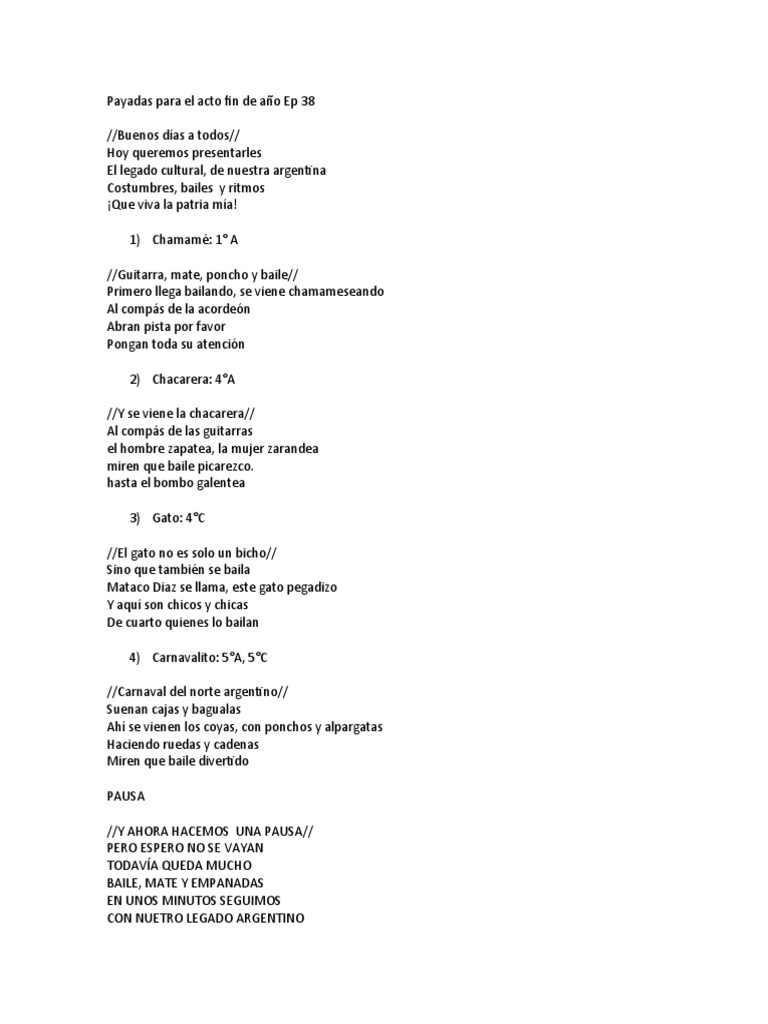 Payadas para El Acto Fin de Año Ep 38 | PDF