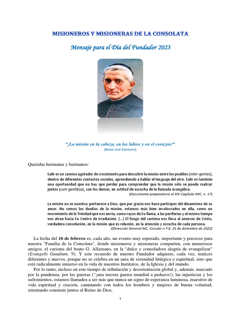 20230206-Esp-Mc - Imc-Fundador 2023 | PDF | Oración | Amor