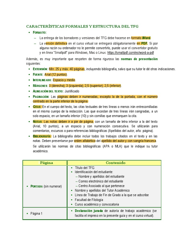 Formato y Estructura Del TFG | PDF | Bibliografía | Comunicación escrita