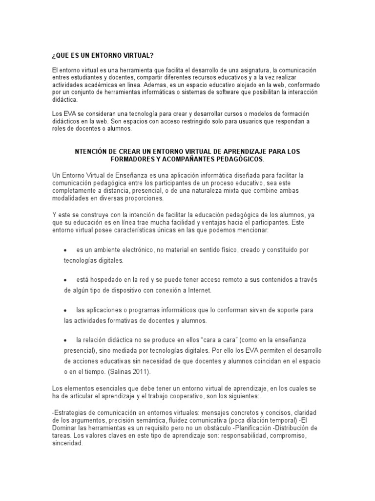 Que Es Un Entorno Virtual | PDF | Enseñando | Realidad virtual Que Es Un Entorno Virtual | PDF | Enseñando | Realidad virtual