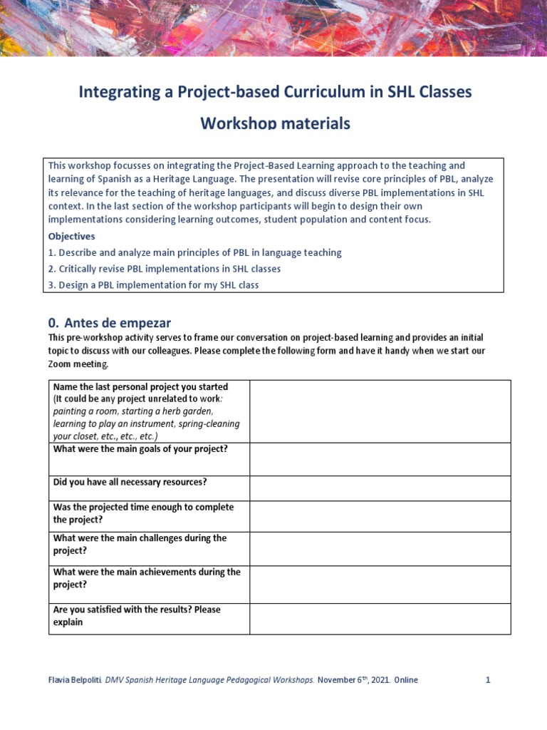 PBLL in SHL Classroom Handout | PDF | Project Based Learning | Communication