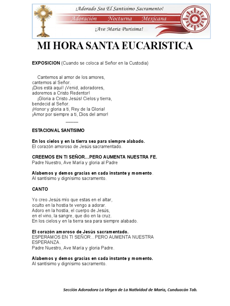 Mi Hora Santa Eucaristica | PDF | eucaristía | Cristo (título)