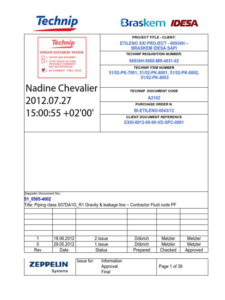 Exxi-8012-00-00-Vd-Spc-0001-01-C S07da1g-R1 | Download Free PDF | Gas ...