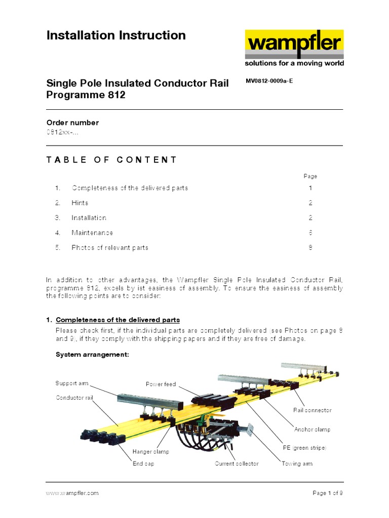 Installation Instruction: Single Pole Insulated Conductor Rail ...