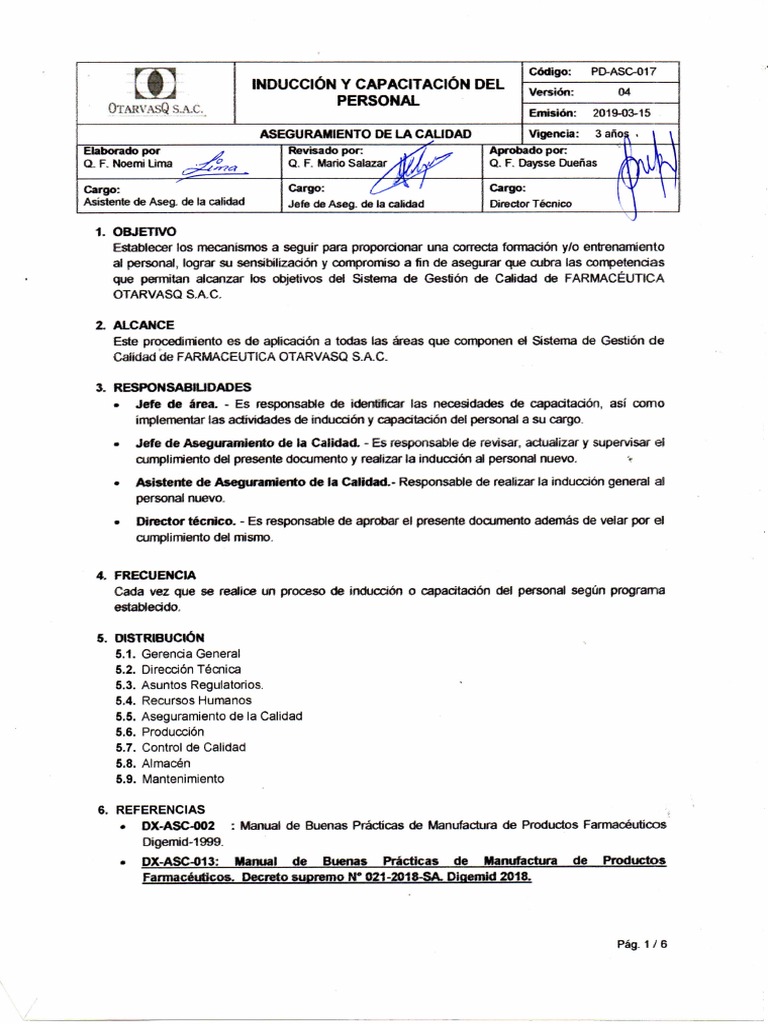 Pd-Asc-017-V4 Inducción y Capacitacion Del Personal | PDF