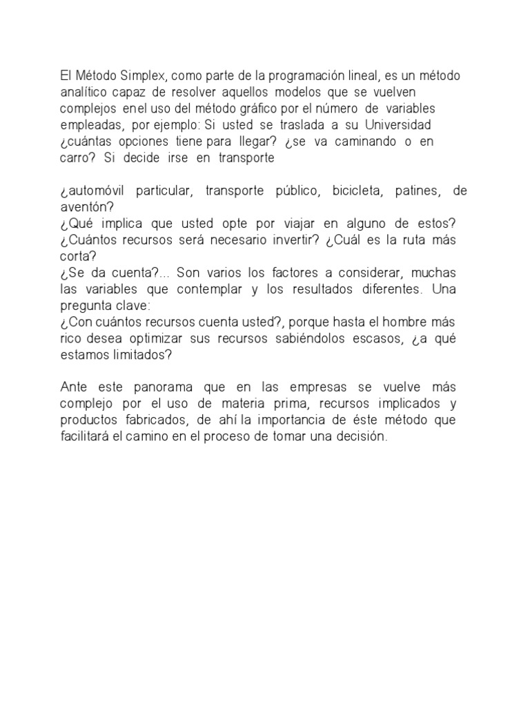 Metodo Simplex Paso A Paso | PDF | Matemáticas