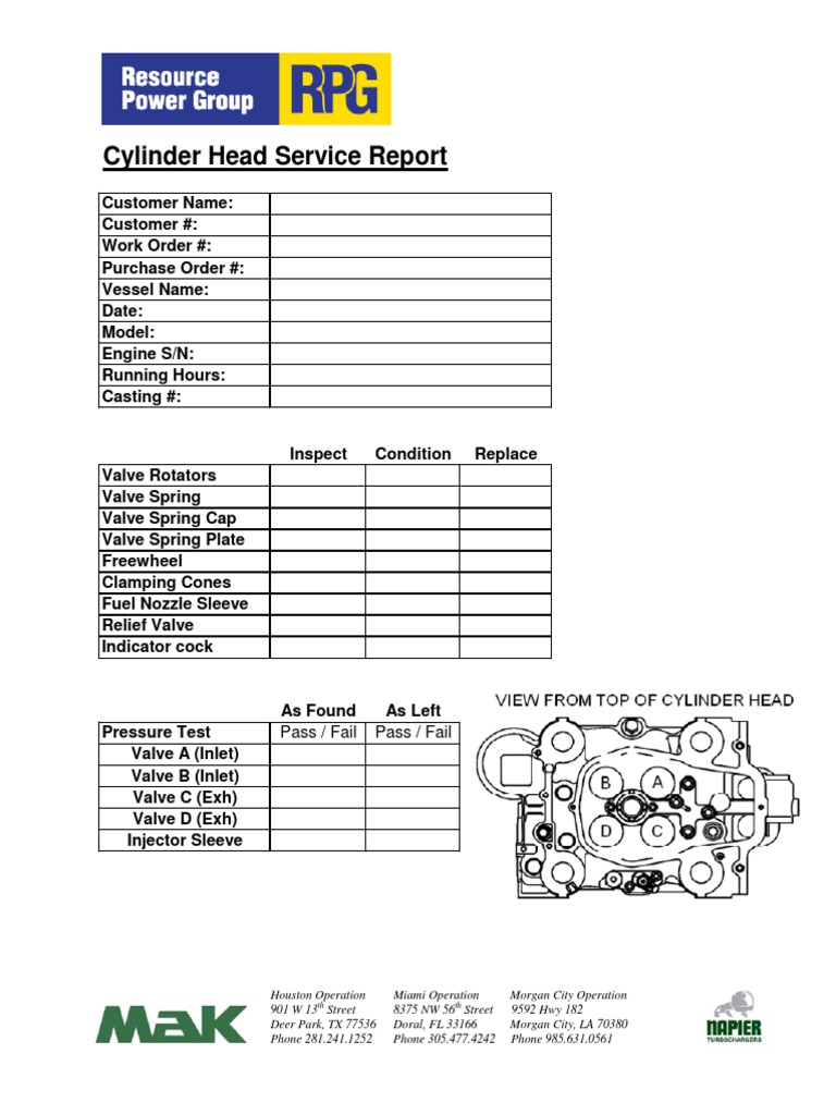 Cylinder Head Service Report | PDF | Valve | Engines