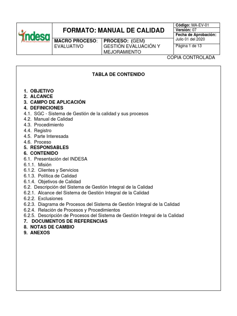 Manual de Calidad del Sistema de Gestión de la Calidad del Instituto para el Deporte y la ...