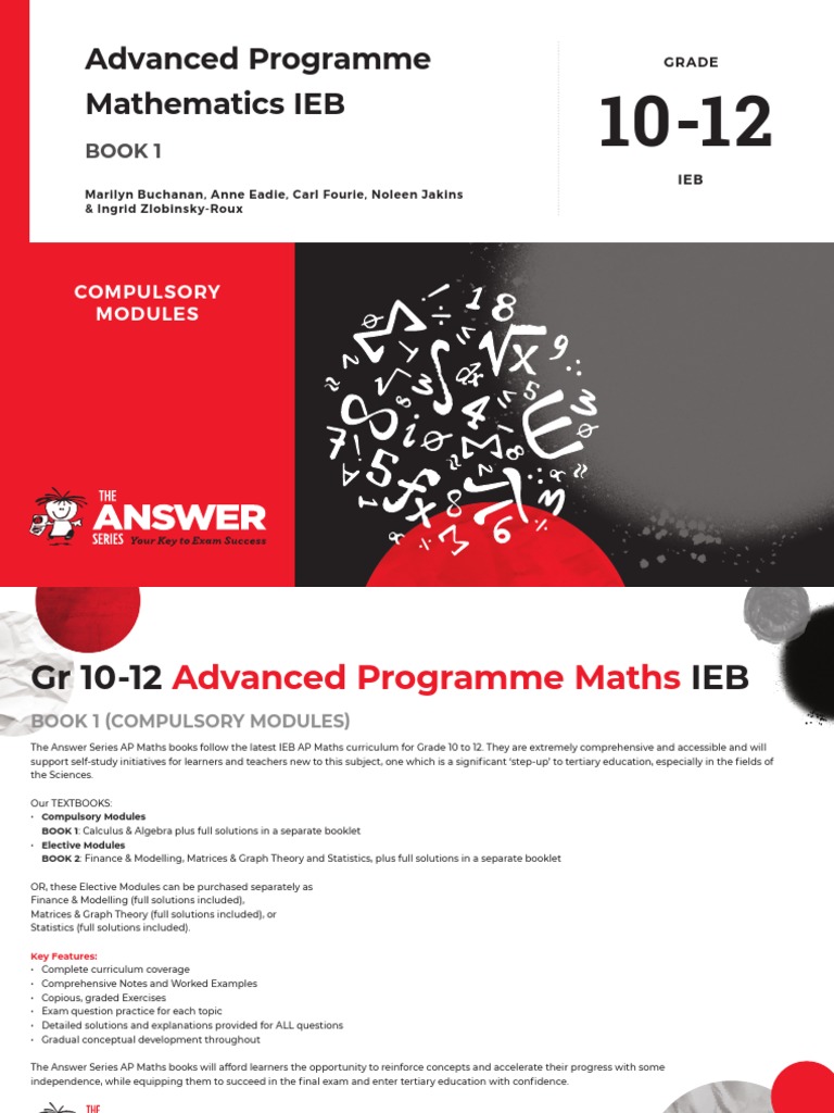 GR 10 12 Adv Programme Maths IEB Book 1 Extracts | PDF | Mathematics | Complex Number