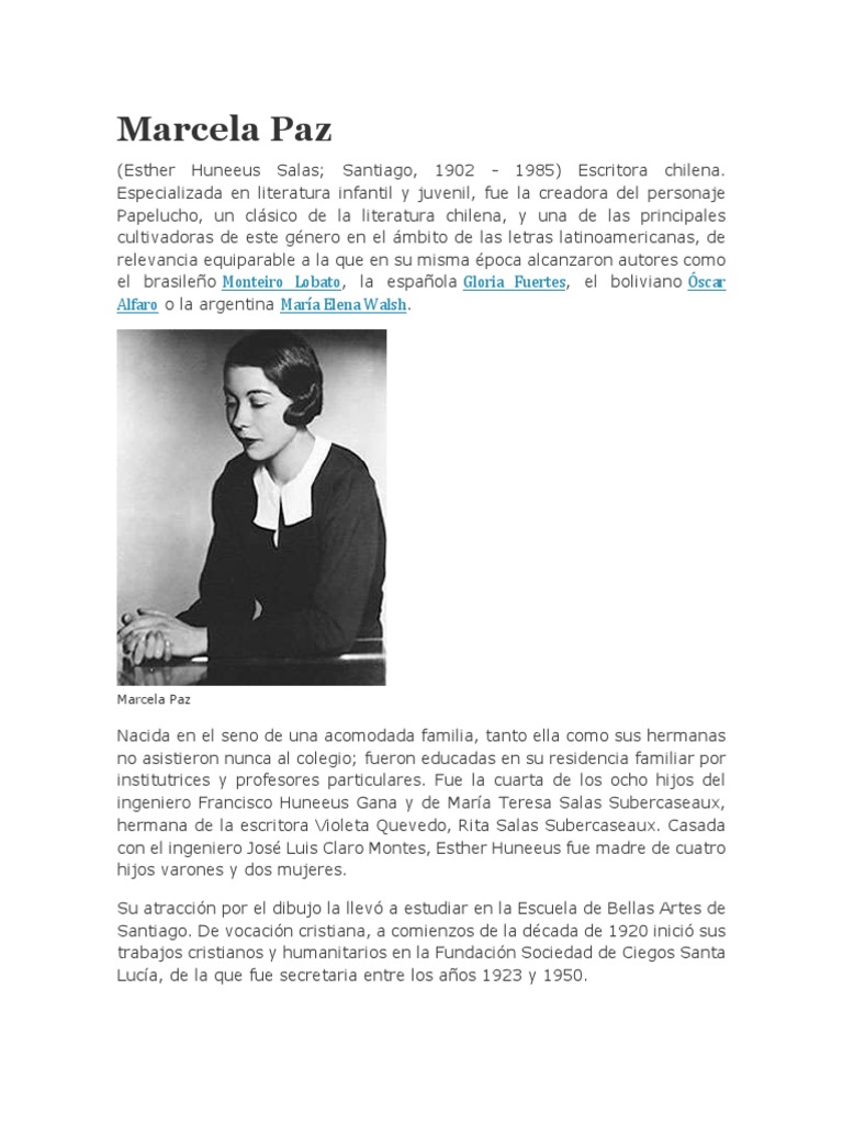 Marcela Paz: Creadora de Papelucho | PDF | Historia | Ficción general