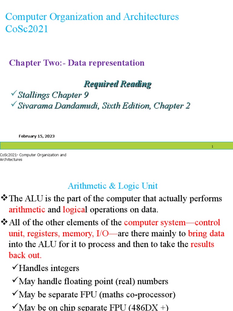 Chapter 2 - Lecture Data Representation | PDF | Division (Mathematics) | Multiplication