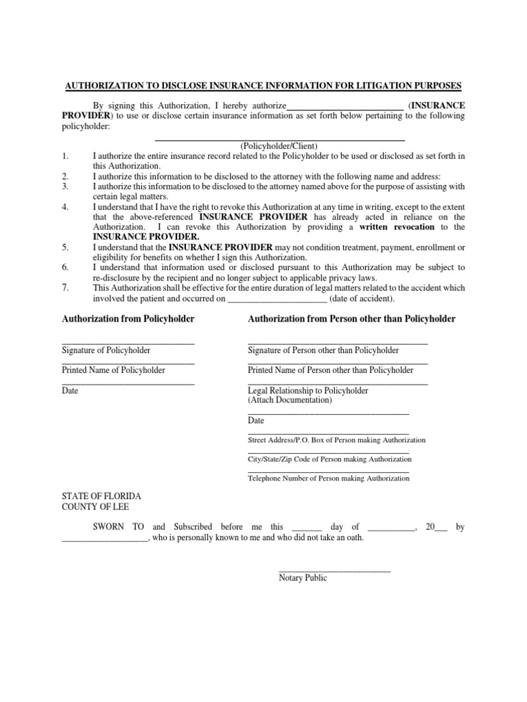 Authorization-Insurance Provider | PDF | Insurance | Lawyer