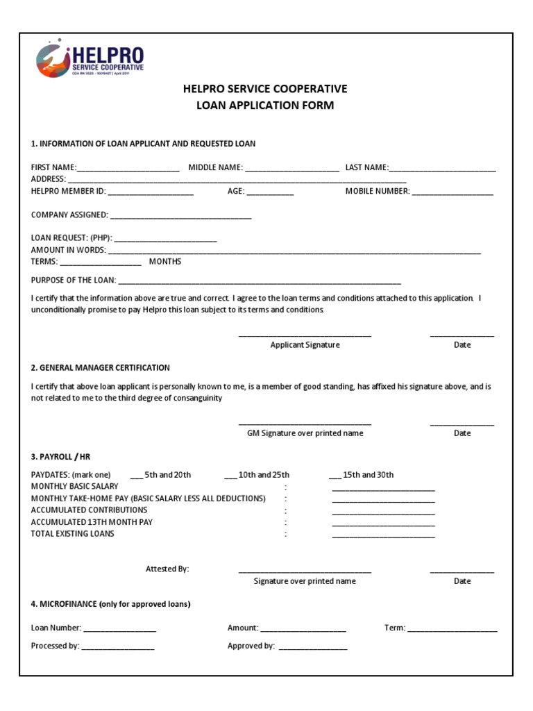 Helpro Loan Application Form | PDF | Loans | Interest