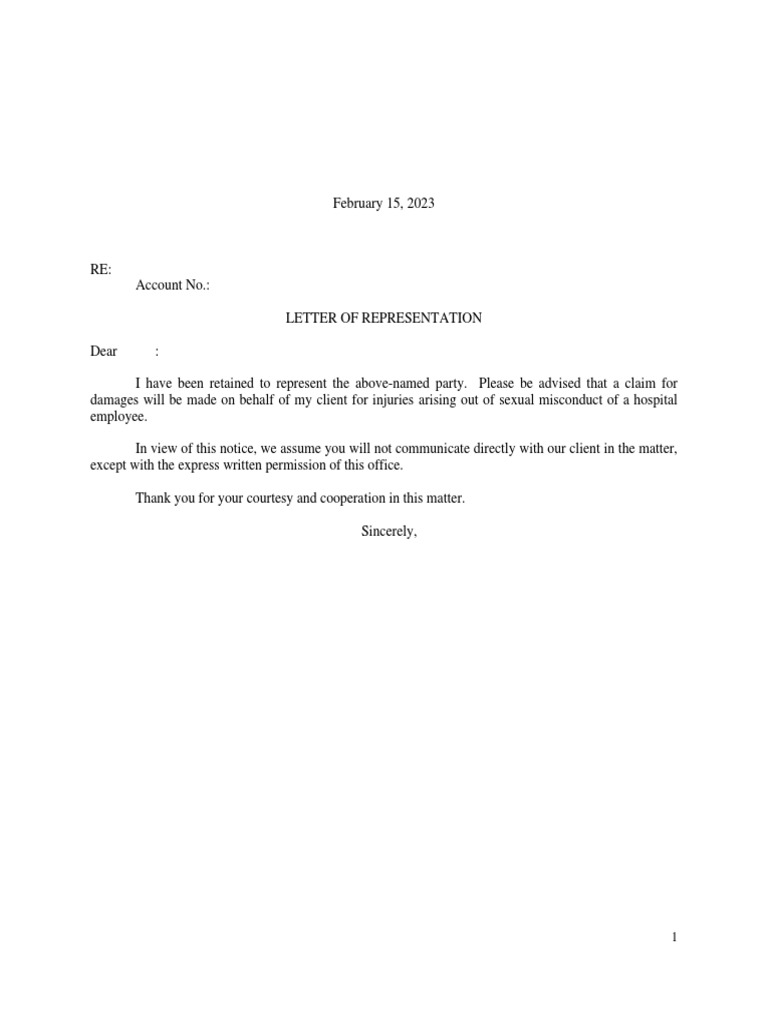 Letter of Representation | PDF