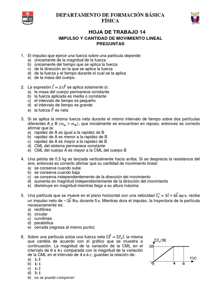 H14 - Impulso y CML | PDF | Fuerza | Masa