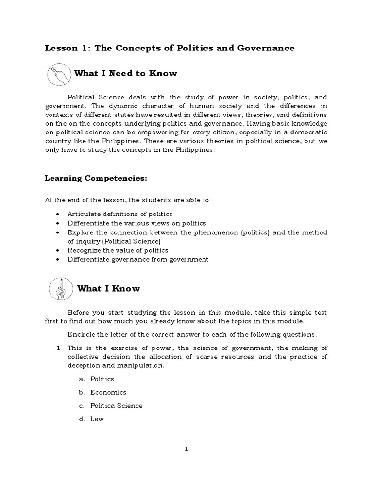 Lesson 1 | PDF | Governance | Science