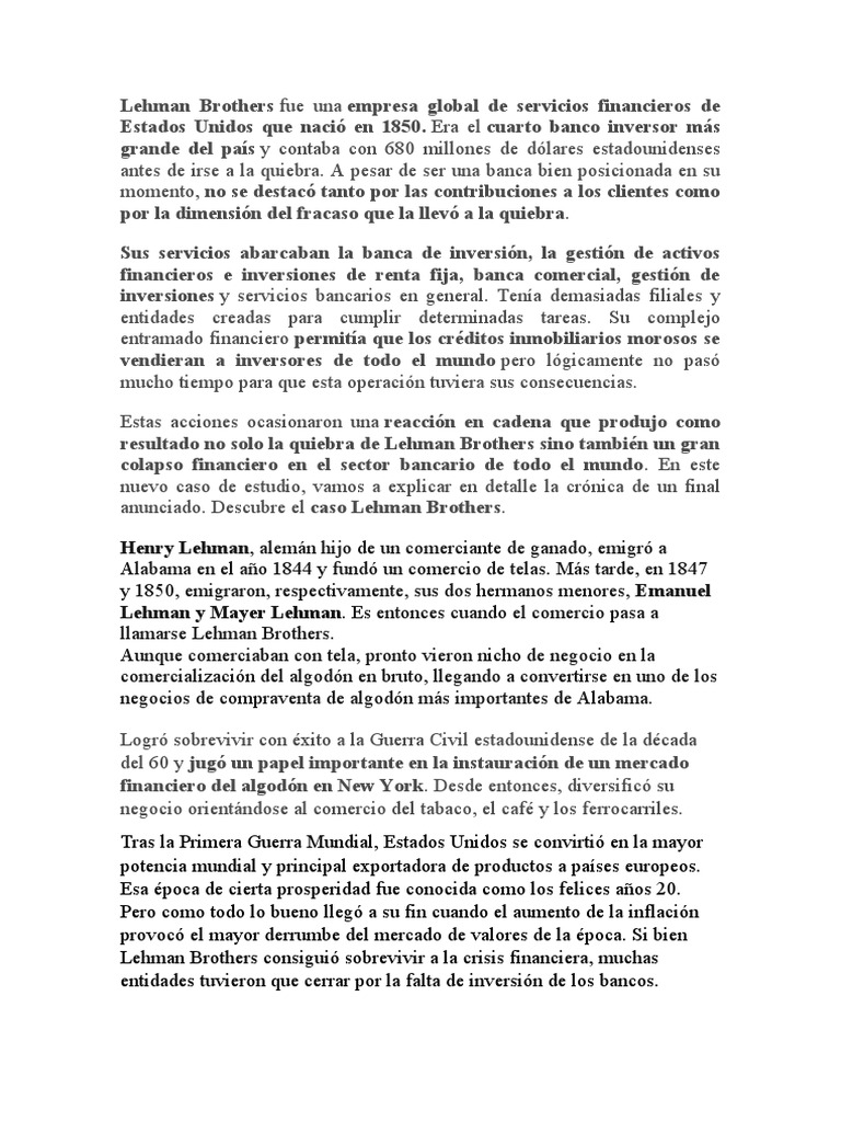 Lehman Brothers | PDF | los hermanos Lehman | Gran Recesión