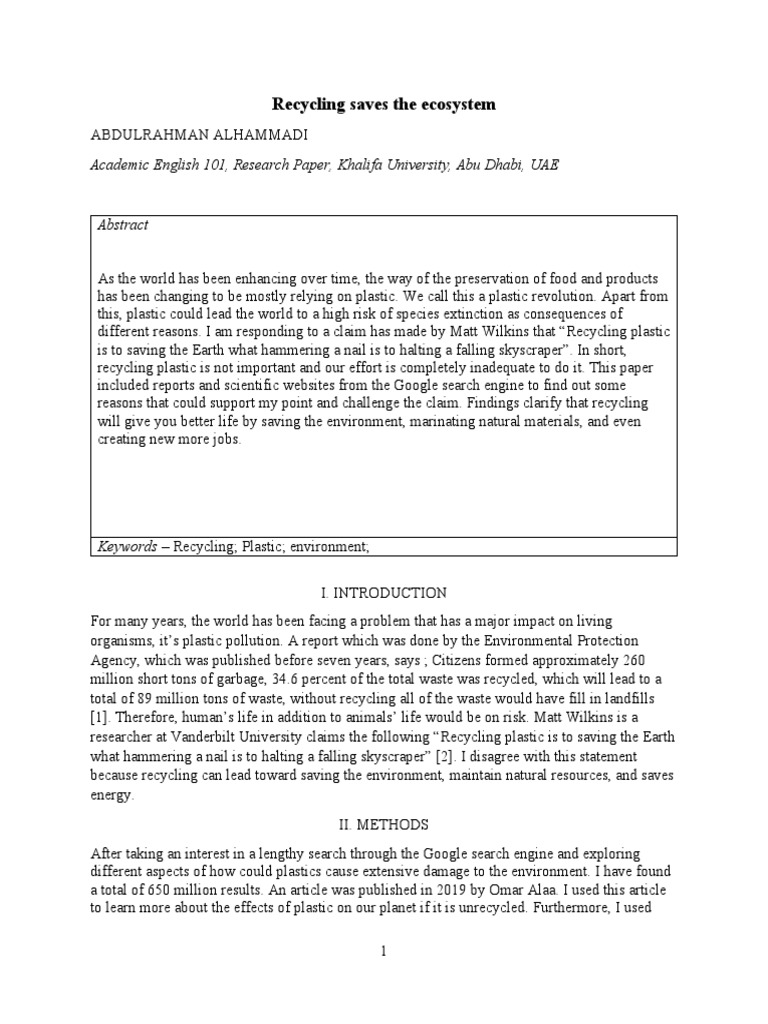 Recycling Saves The Ecosystem | PDF | Recycling | Pollution