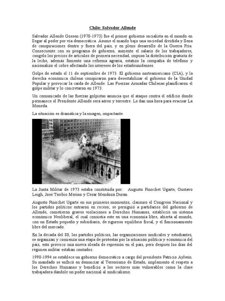 Salvador Allende: Socialismo y Golpe en Chile | PDF | Augusto Pinochet ...