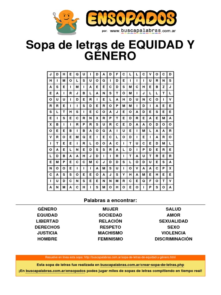 Sopa de Letras de Equidad y Género | PDF | Género | Estudios de género