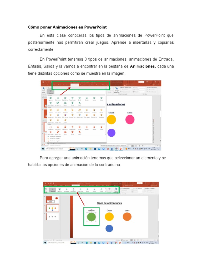 Animaciones en PowerPoint: Guía Práctica | PDF | Microsoft PowerPoint ...