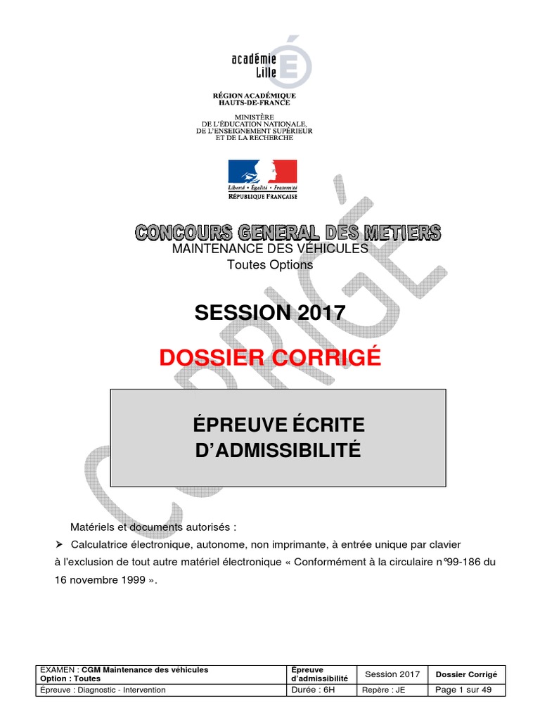 8627 Dossier Corrige Copie | PDF | Vis de fixation | Frein