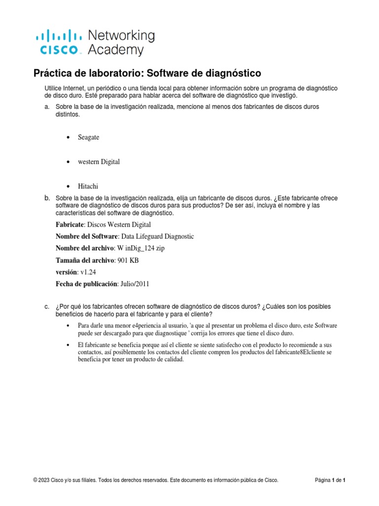4.0.1.1 Lab - Diagnostic Software - Resuelto | PDF