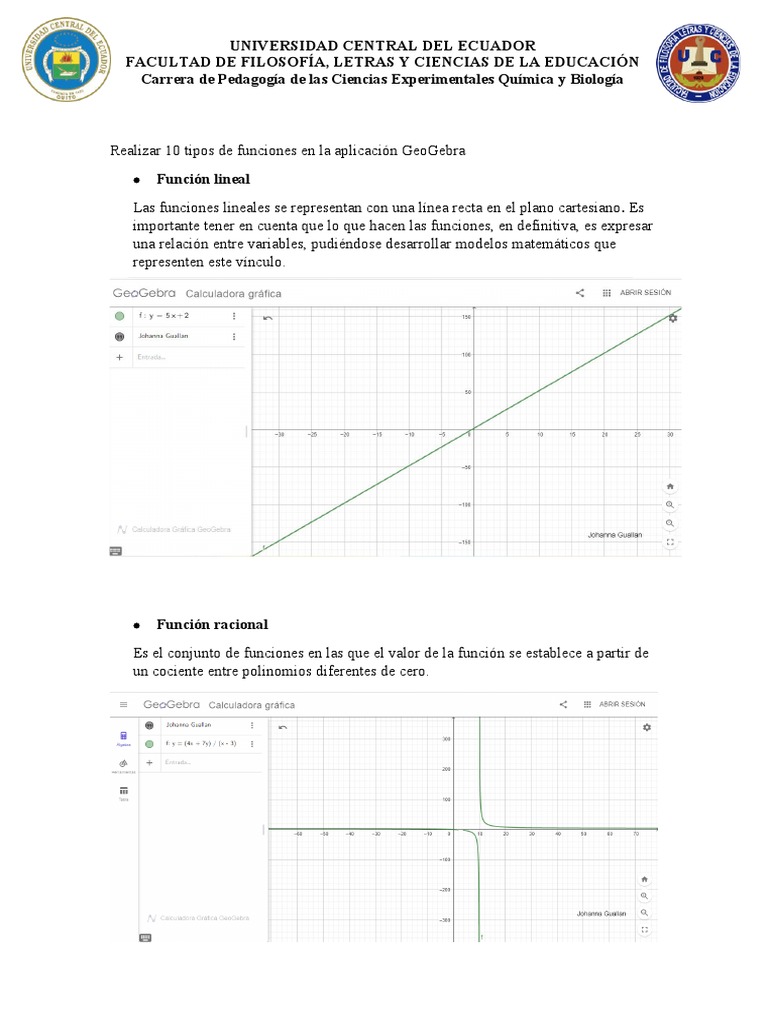 Funciones Geogebra Pdf Función Matemáticas Funciones