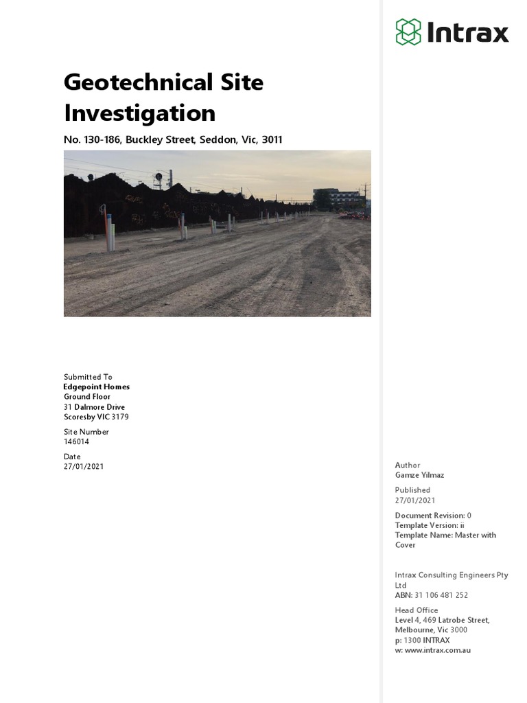 Geotechnical Site Investigation: No. 130-186, Buckley Street, Seddon, Vic, 3011 | Download Free ...
