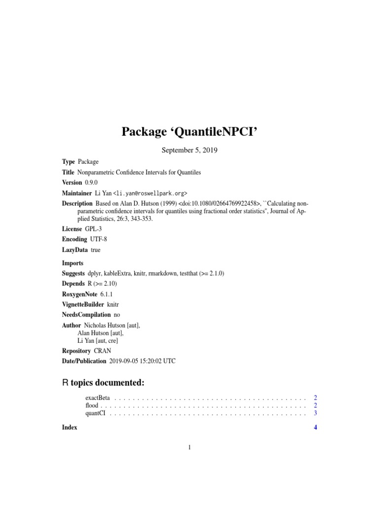 Quantile NPCI | PDF | Quantile | Confidence Interval