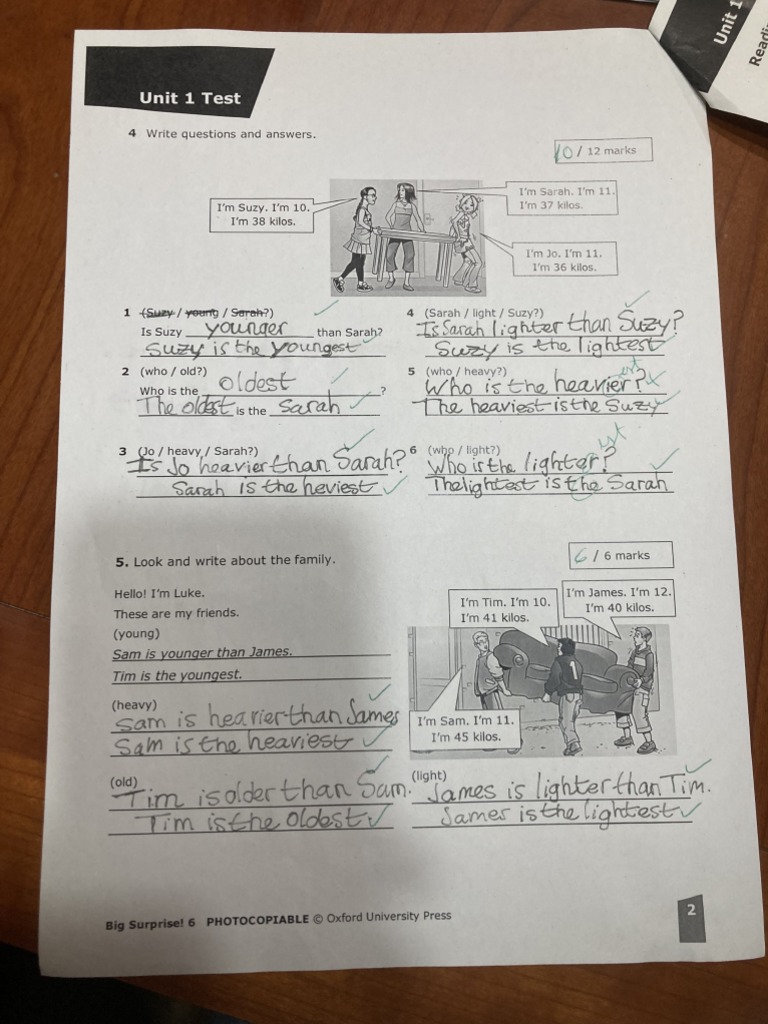 Big Surprise 6 - Unit 1 Test - pg2 - IMG - 4751 | PDF