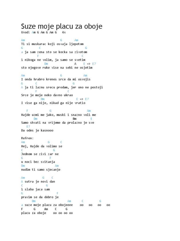 Suze Moje Placu Za Oboje | PDF