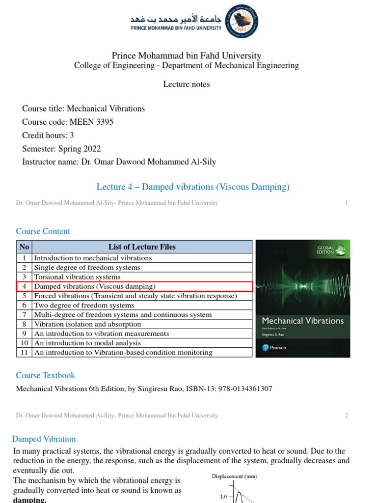 4 - Vibration - F22-Damped Vibrations | PDF | Damping | Mechanics