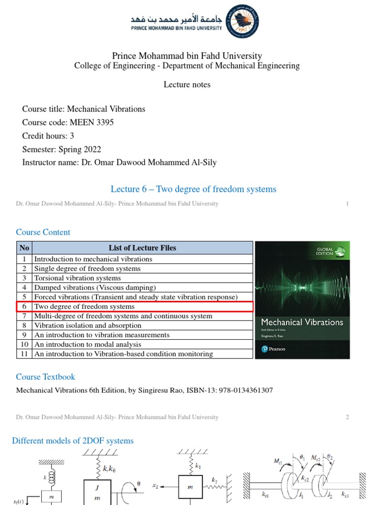 Analysis of Two Degree of Freedom Vibration Systems | PDF | Physical Sciences | Physical Quantities