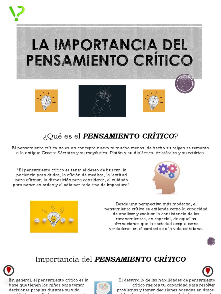 La Importancia Del Pensamiento Crítico | PDF | Pensamiento crítico ...