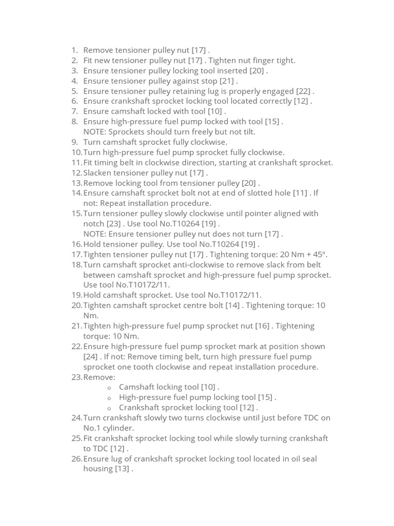 CUNA Timing Belt Replacement Guide | PDF | Belt (Mechanical) | Vehicle ...