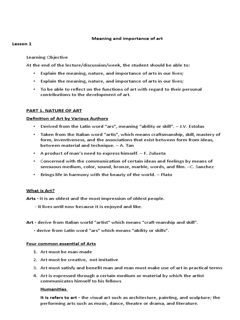 Hum 1 Lesson1 | PDF | The Arts | Paintings