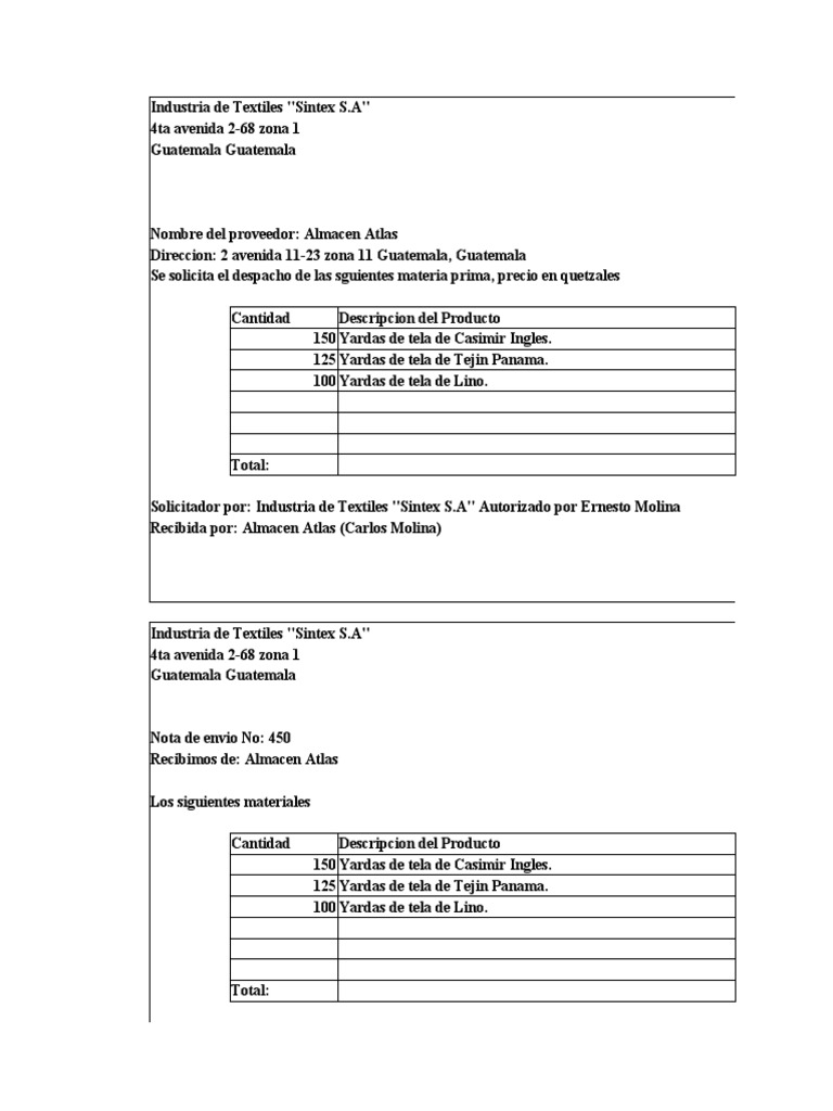 Orden de Compra y Informe de Recepcion | PDF