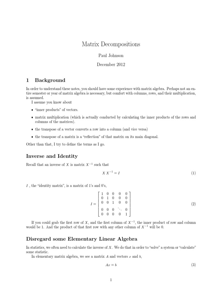 Matrix Decompositions | PDF | Matrix (Mathematics) | Principal ...